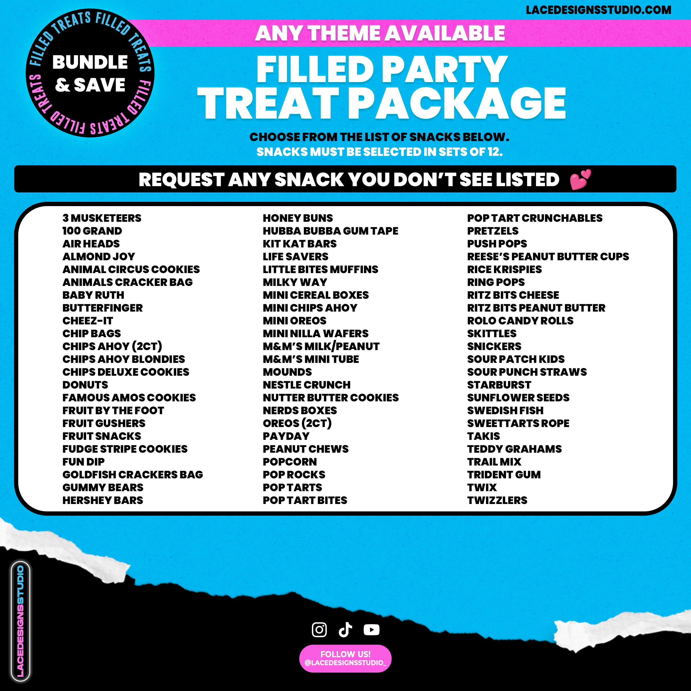 Party Package - Filled Treats - You Pick – Lace Designs Studio
